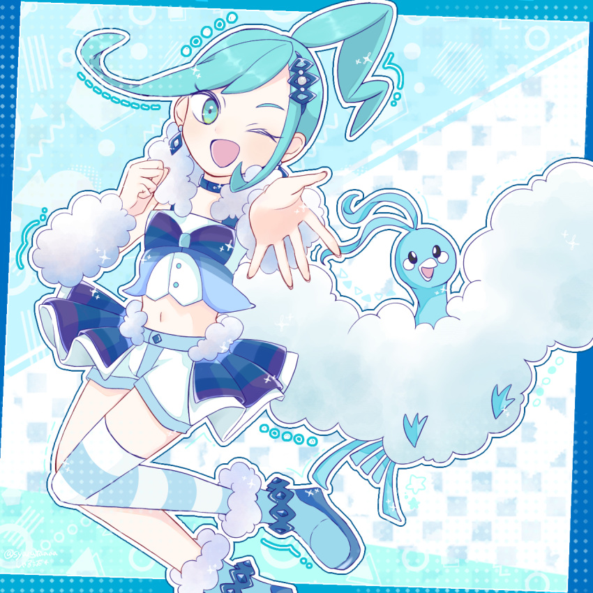 Safebooru - 1girl altaria blue eyes blue theme blush stickers ...
