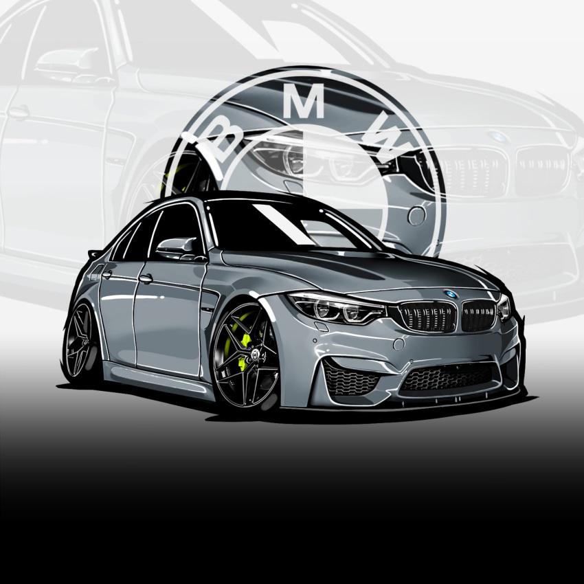 Safebooru - bmw bmw m3 car chibi chris ilst commission grey car highres ...
