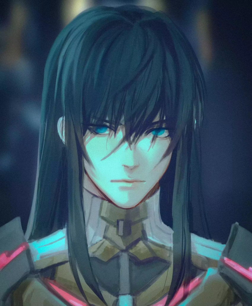 Safebooru - 1boy armor black hair blue eyes blurry blurry background closed mouth cyacyacyacyaki ...