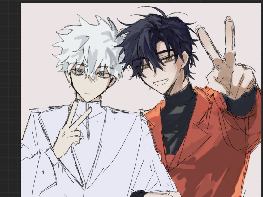 Safebooru - 2boys black hair cheng xiaoshi gnbrhkr hair between eyes ...
