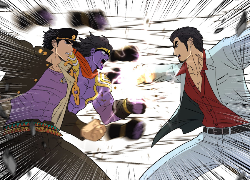 Safebooru - 2boys cdtxufre chain dixie cup hat fighting stance gakuran ...