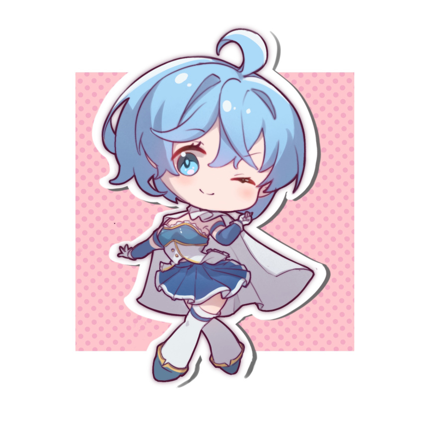 Safebooru - 1girl ahoge blue dress blue eyes blue gloves blue hair ...