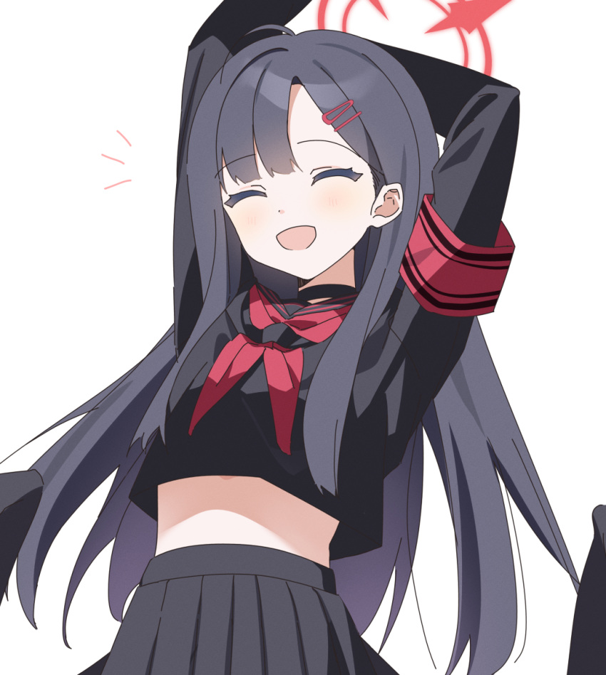 Safebooru - 1girl angel wings black gloves black hair black serafuku black skirt black wings ...