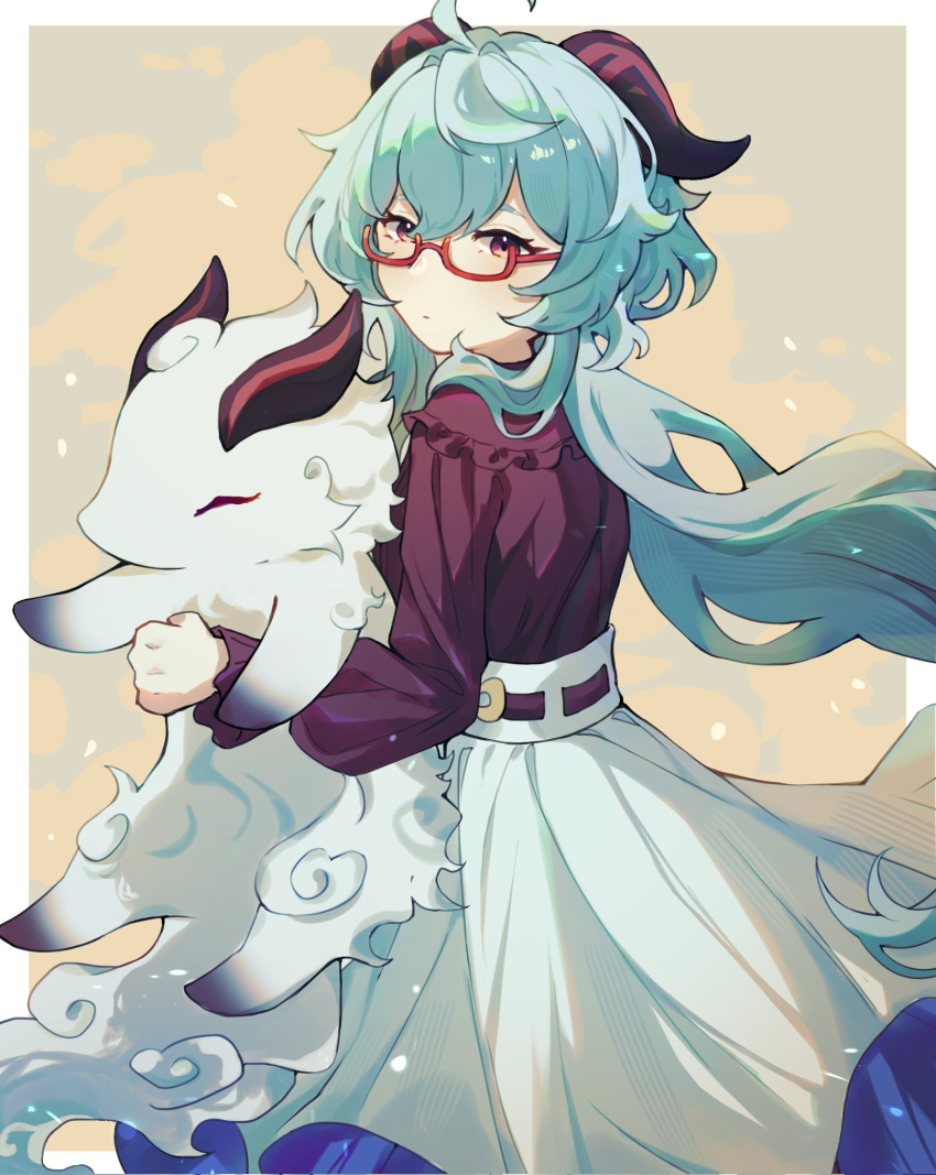 Safebooru - 1girl ahoge black bow black shirt blue hair bow frilled ...