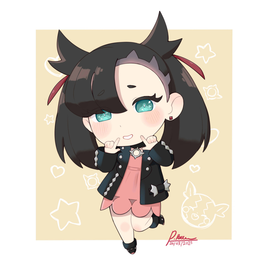 Safebooru - 1girl absurdres aqua eyes black hair blush chibi dated ...