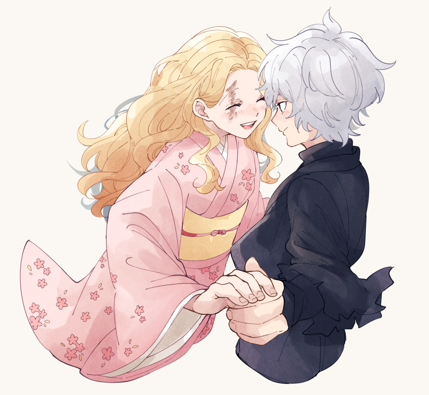 Safebooru - 1boy 1girl absurdres blonde hair blush closed eyes closed ...
