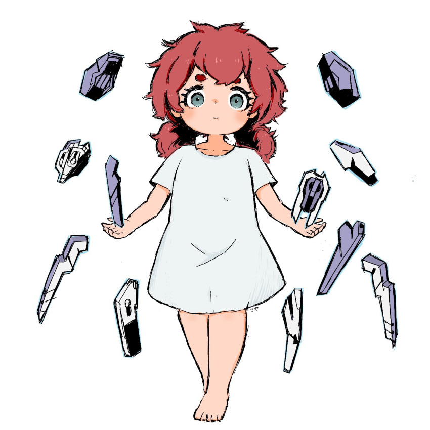 Safebooru - 1girl bare legs barefoot bit (gundam) blue eyes blush ...