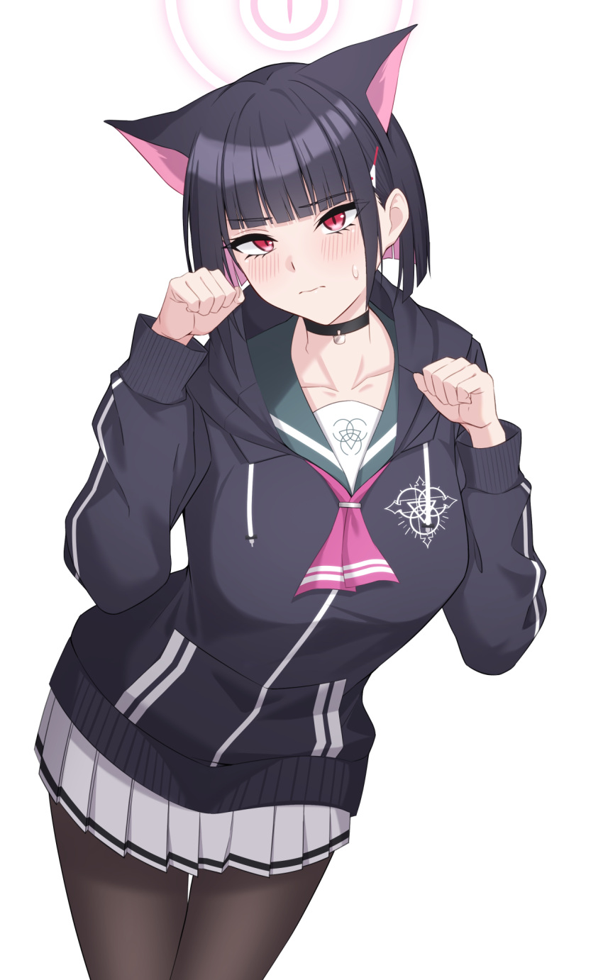 Safebooru - 1girl animal ears black choker black hair blue archive blush cat ears choker colored ...