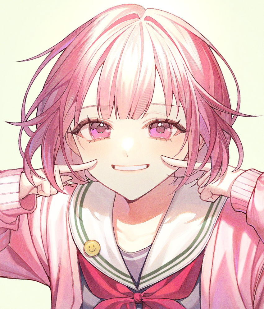 Safebooru - 1girl grin highres jacket long sleeves miyamasuzaka girls ...