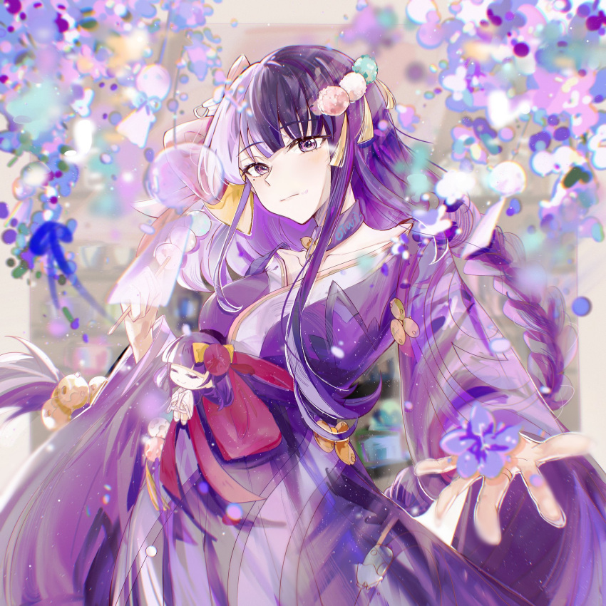 Safebooru - 1girl alternate costume arm up blunt bangs blurry braid ...