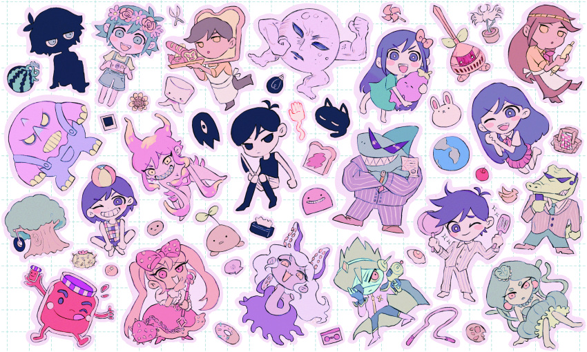 Safebooru - 6+boys 6+girls antenna hair apple aubrey (headspace) (omori ...