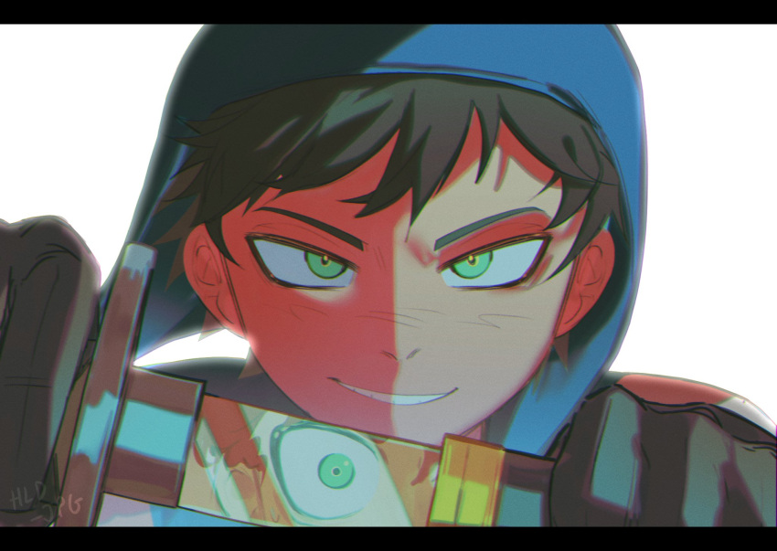 Safebooru - 2boys animification beanie black hair blue headwear close ...