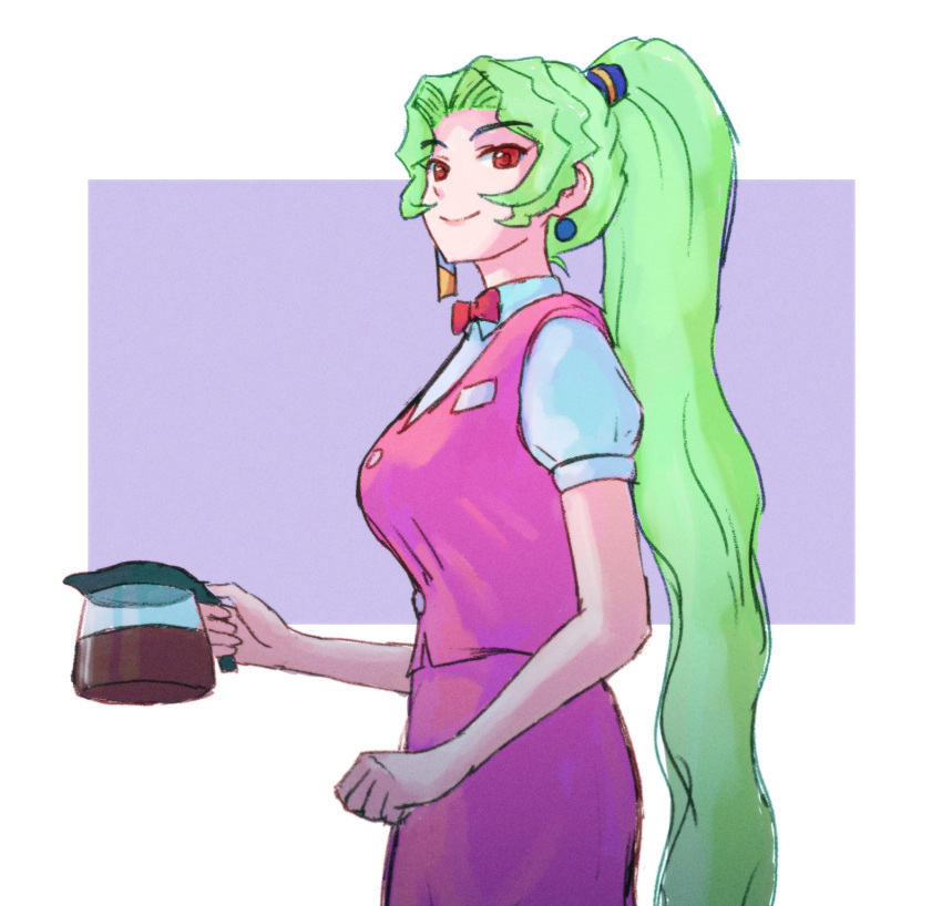 Safebooru - 1girl bow bowtie breasts closed mouth coffee coffee pot collared shirt commentary ...