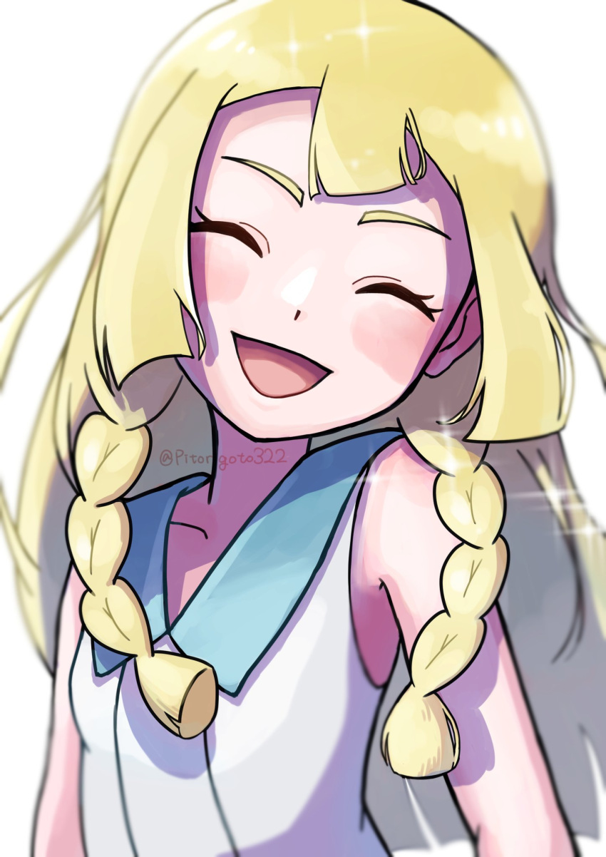 Safebooru - 1girl blonde hair blush closed eyes collarbone dress highres lillie (pokemon) long ...