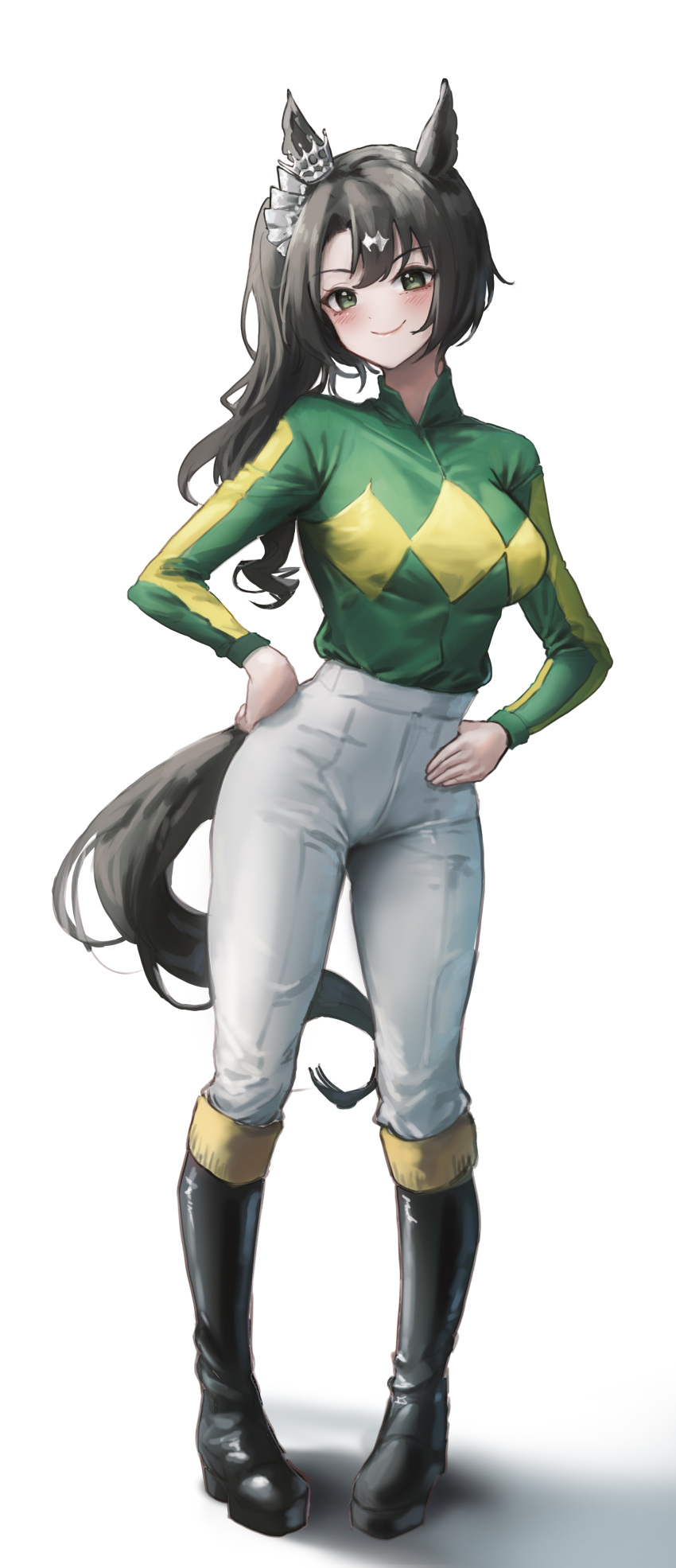 Safebooru - 1girl absurdres alternate costume animal ears black eyes black hair blush boots ...