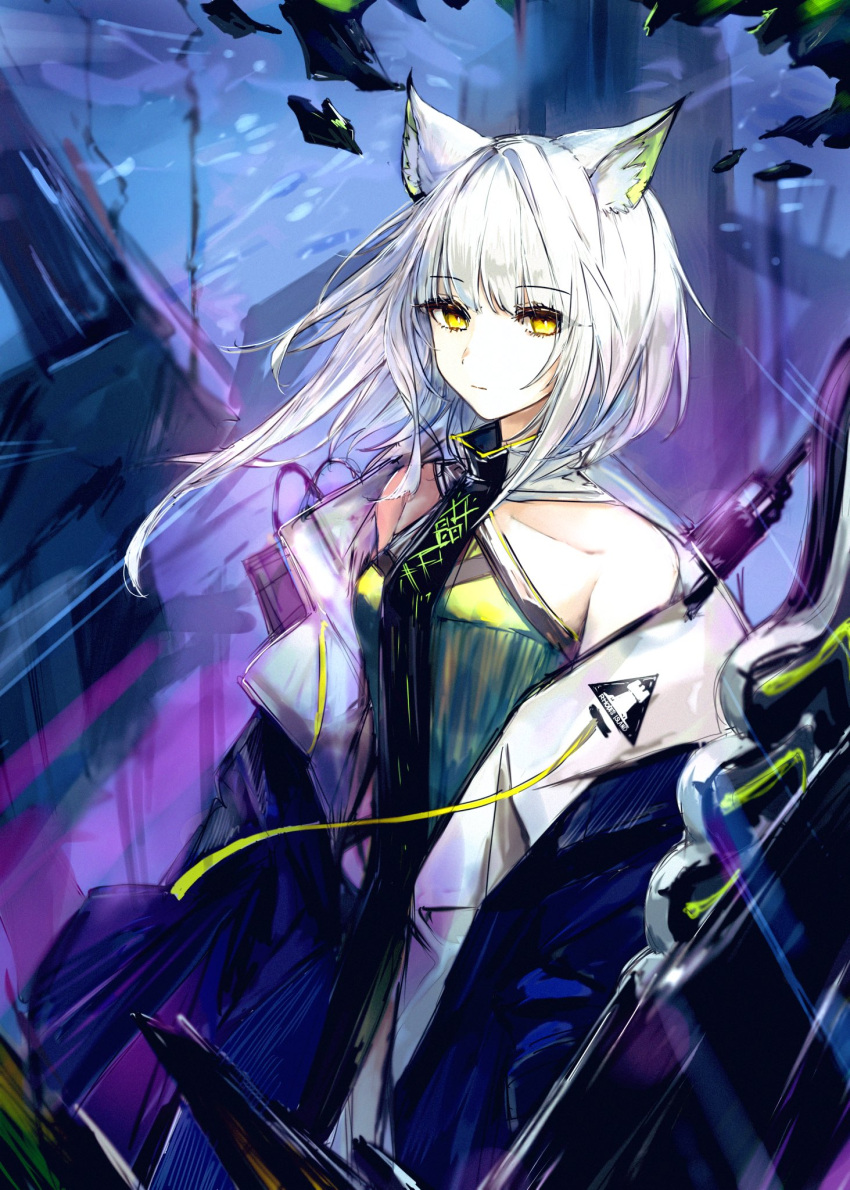 Safebooru - 1girl animal ears arknights asymmetrical hair bare ...