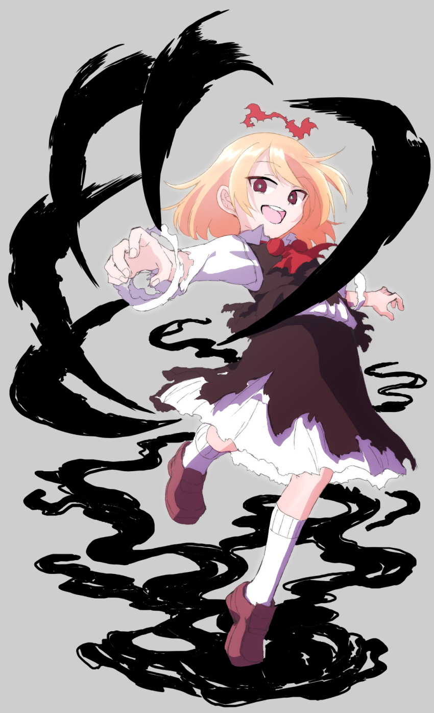 Safebooru - 1girl ascot black skirt black vest blonde hair collared shirt darkness full body ...