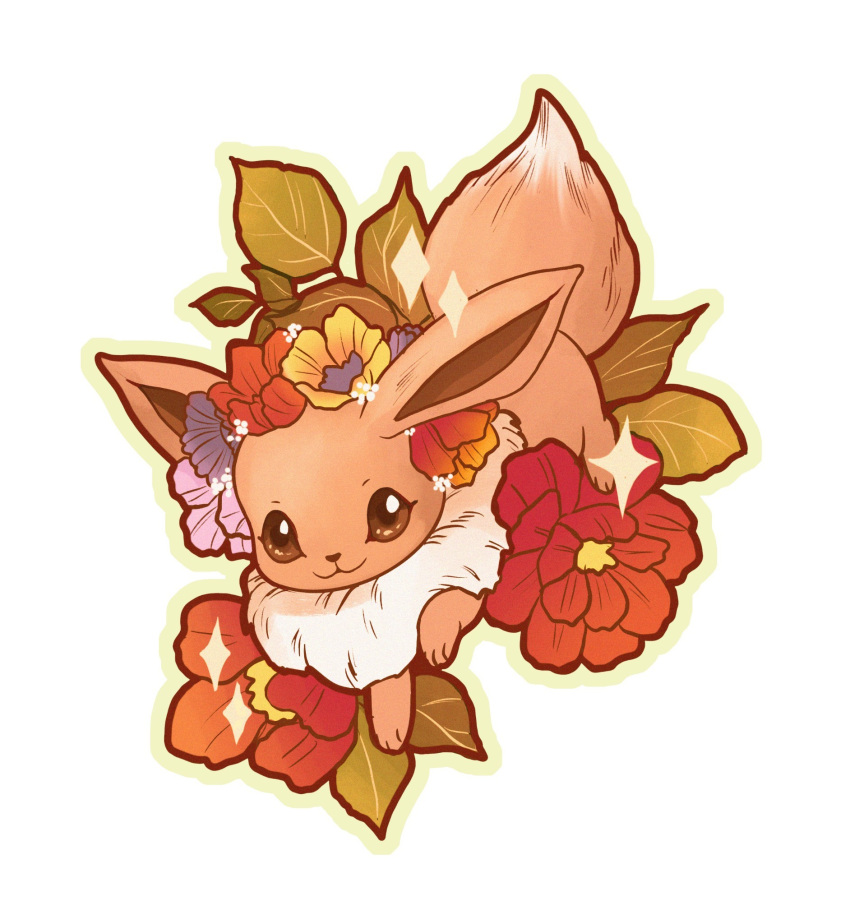 Safebooru - brown eyes eevee flower hannahartwork head wreath highres ...