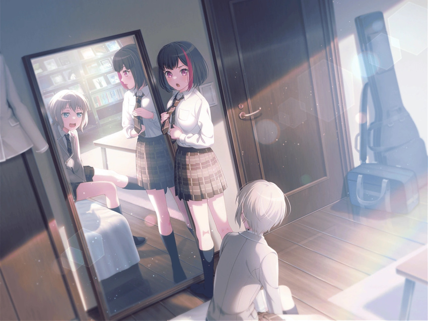 Safebooru - bang dream! black hair dress duplicate mitake ran red eyes short hair | 4340824