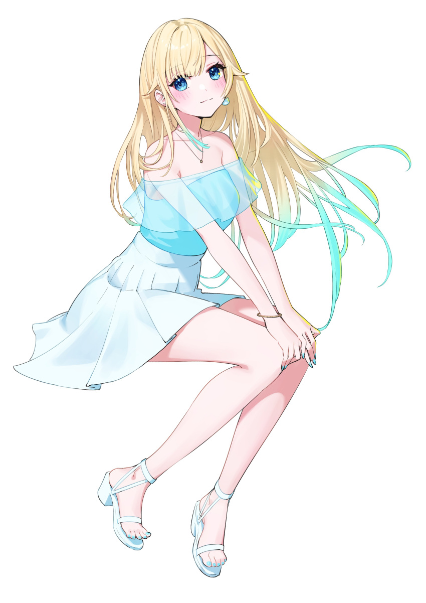 Safebooru - 1girl absurdres aizawa ema alternate costume bare shoulders blonde hair blue eyes ...