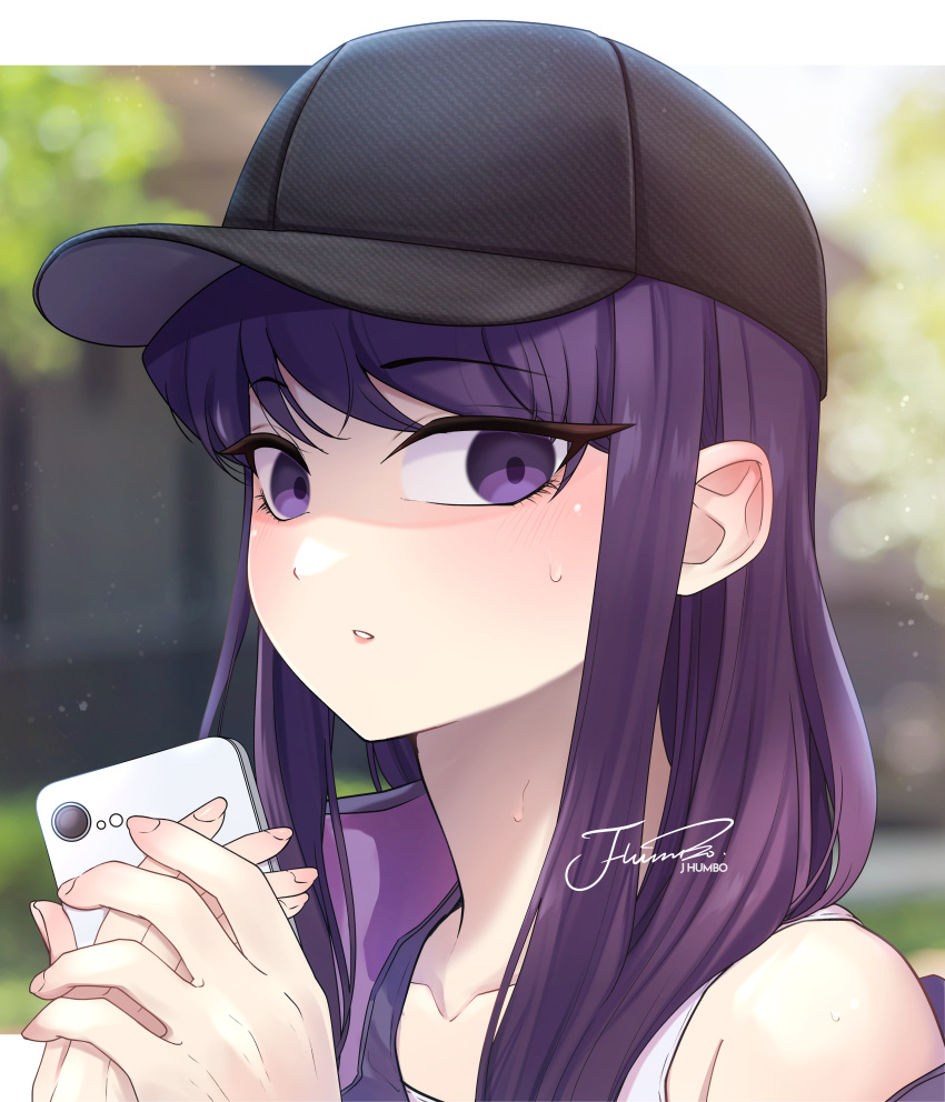 Safebooru - 1girl absurdres baseball cap black eyes black hair black headwear blurry blurry ...