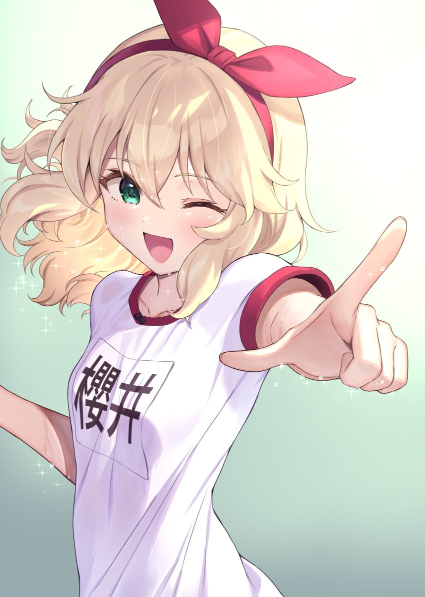 Safebooru - 1girl ;d blonde hair blush green eyes highres idolmaster ...