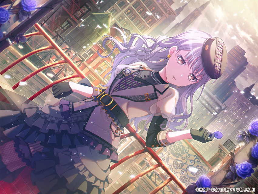 Safebooru - 1girl bang dream! belt beret black belt black gloves black headwear brown eyes dress ...