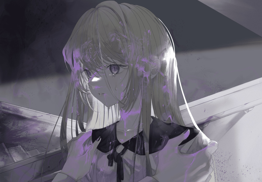 Safebooru - 1girl 1other absurdres close-up collared dress crying ...