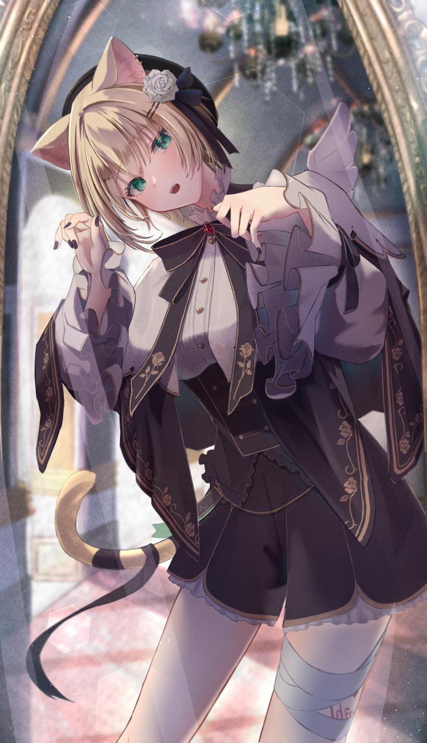 Safebooru - 1girl absurdres angel wings animal ears arch bandaged leg bandaged tail bandages ...