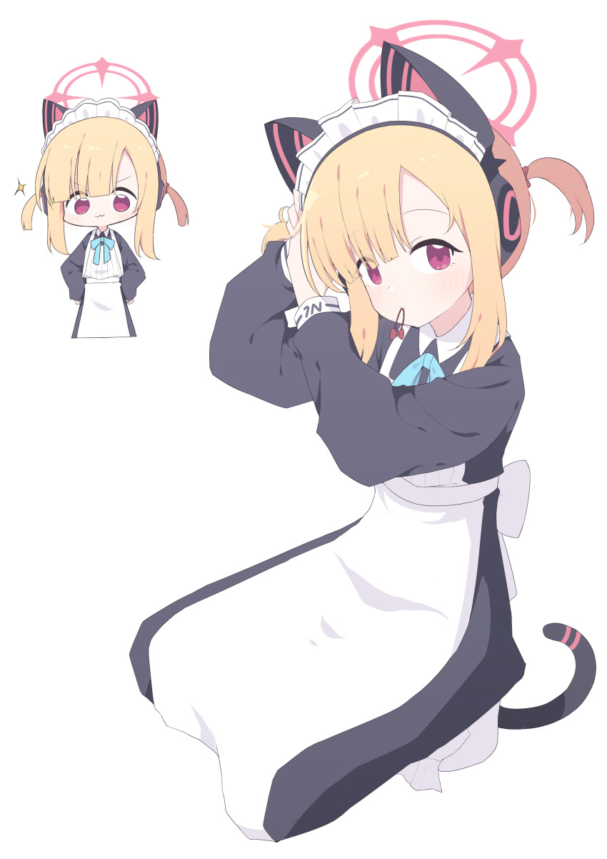 Safebooru - 1girl absurdres animal ears apron blonde hair blue archive cat ears cat tail ...