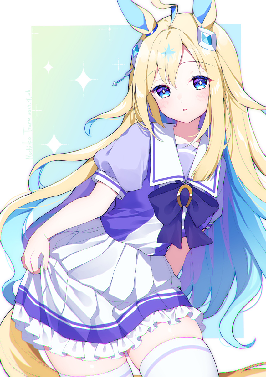 Safebooru - 1girl ahoge animal ears blonde hair blue eyes blush breasts hair ornament highres ...