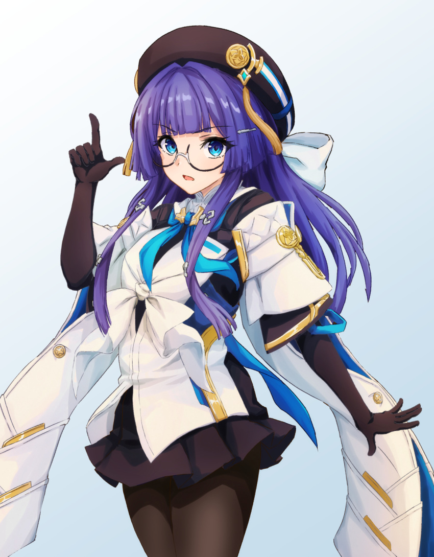 Safebooru - 1girl black-framed eyewear black gloves black headwear black pantyhose black skirt ...