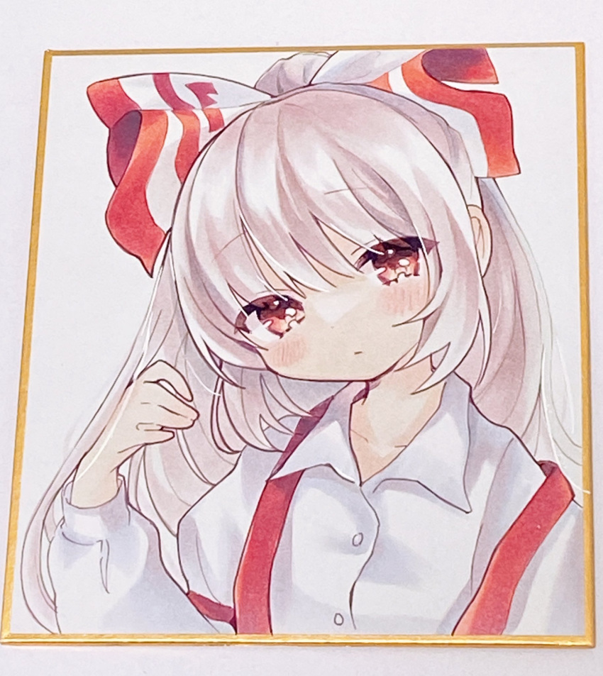 Safebooru - 1girl bow closed mouth collarbone collared shirt commentary ...