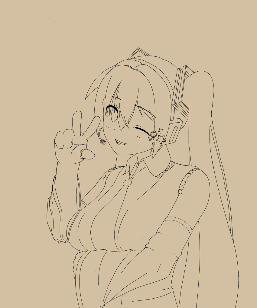 Safebooru - absurdres hatsune miku highres ibispaint (medium) kazudayo lineart long hair | 4349569