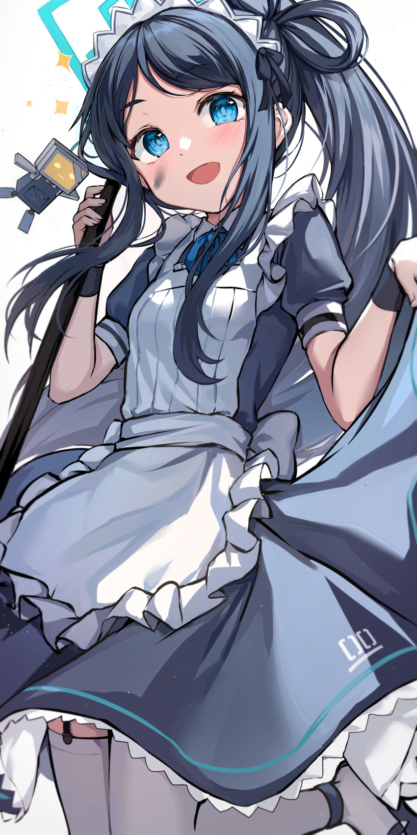 Safebooru - 1girl :d absurdres aris (blue archive) aris (maid) (blue archive) black hair blue ...