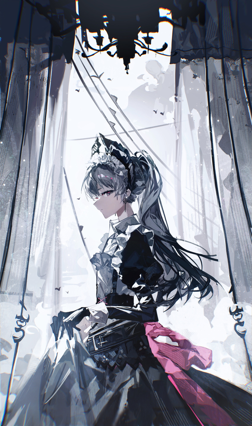 Safebooru - 1girl absurdres apron arknights black dress black gloves buqiyong closed mouth ...