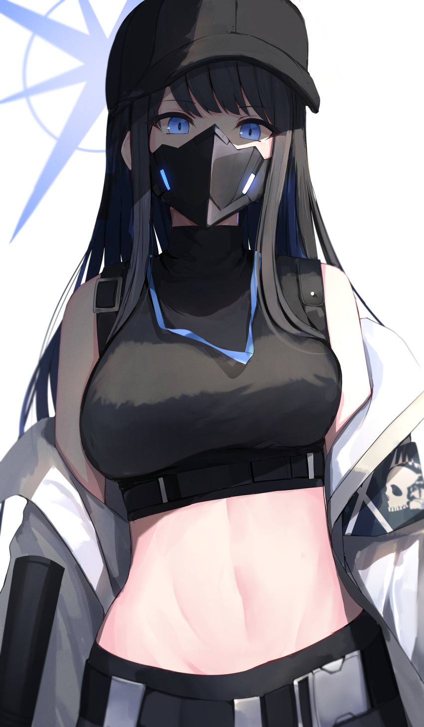 Safebooru - 1girl absurdres baseball cap black hair black headwear blue archive blue eyes halo ...