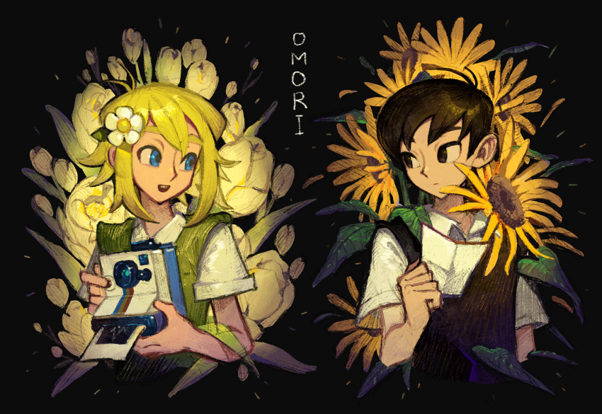 Safebooru - 2boys 9twoeight basil (omori) black eyes black hair black ...