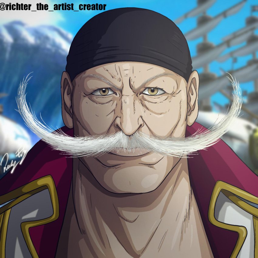 Safebooru - 1boy artist name bandana cape closed mouth edward newgate ...