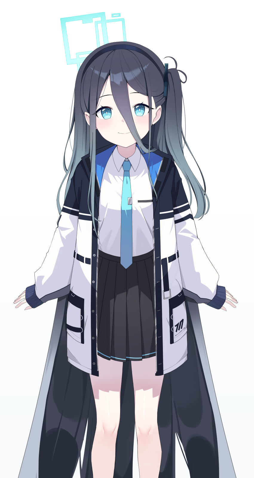 Safebooru - 1girl absurdres aris (blue archive) black hair black skirt blue archive blue eyes ...