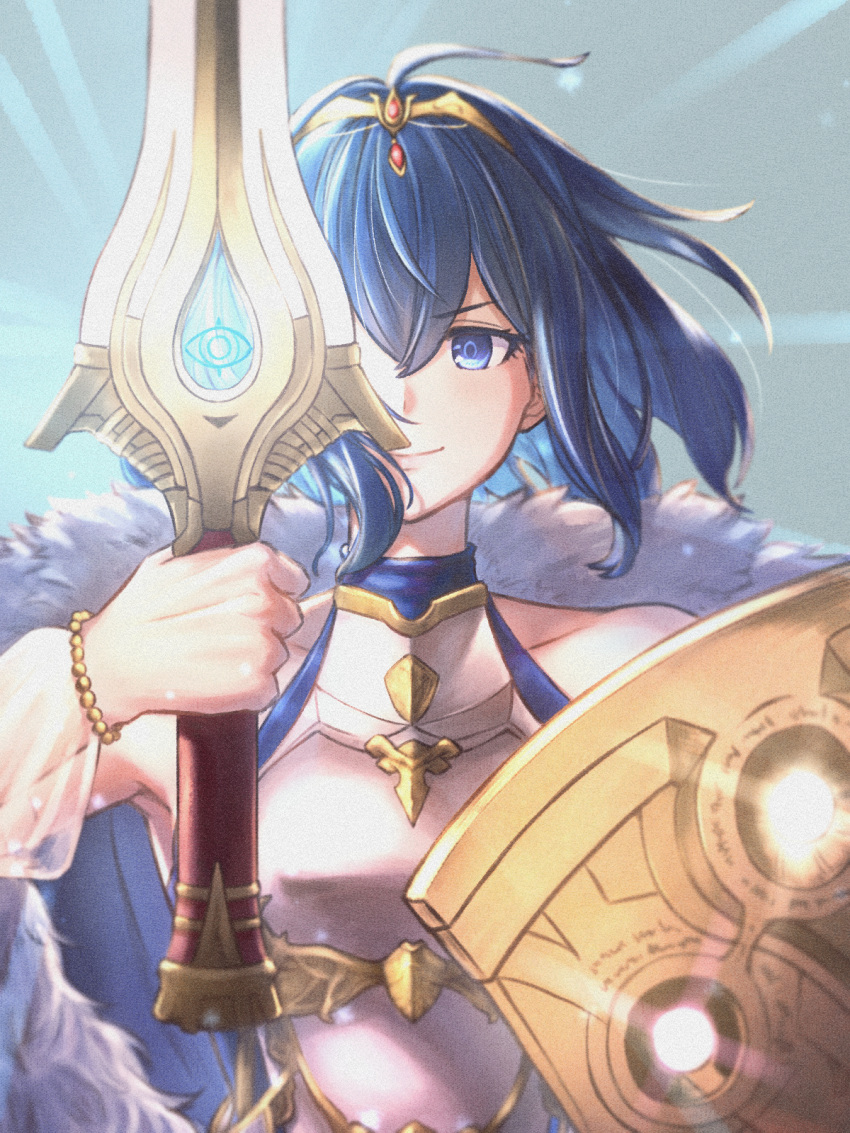 Safebooru - 1girl armor bare shoulders blue eyes blue hair fire emblem ...