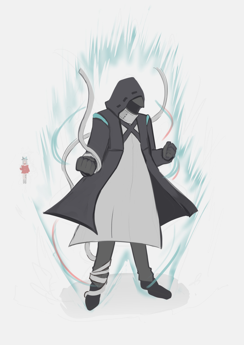 Safebooru - 1girl 1other absurdres ambiguous gender arknights ascot black ascot black coat black ...