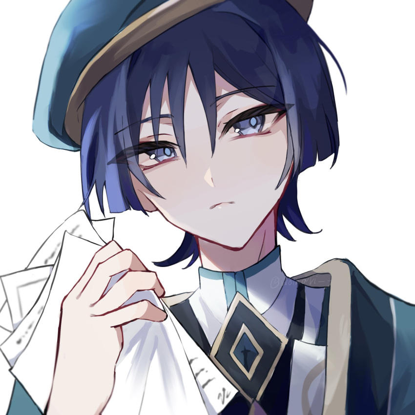 Safebooru - 1boy akademiya uniform blue headwear closed mouth genshin ...