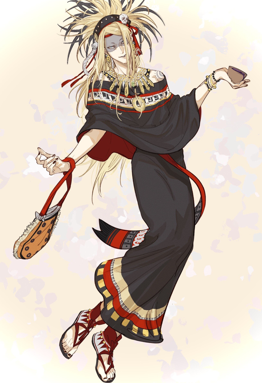 Safebooru - 1boy alternate costume aztec bag black lips black nails ...