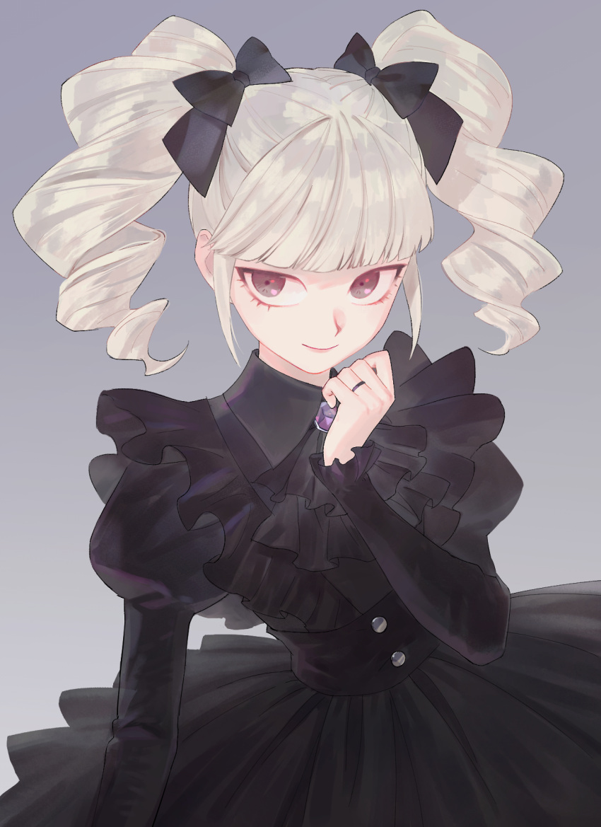Safebooru 1girl Black Bow Black Dress Blunt Bangs Bow Brown Eyes 4499