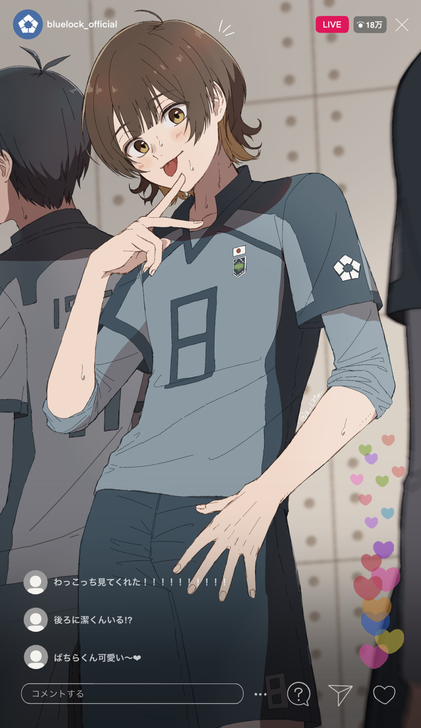 Safebooru - 3boys :p absurdres bachira meguru black hair blonde hair blue lock blue shirt blue ...