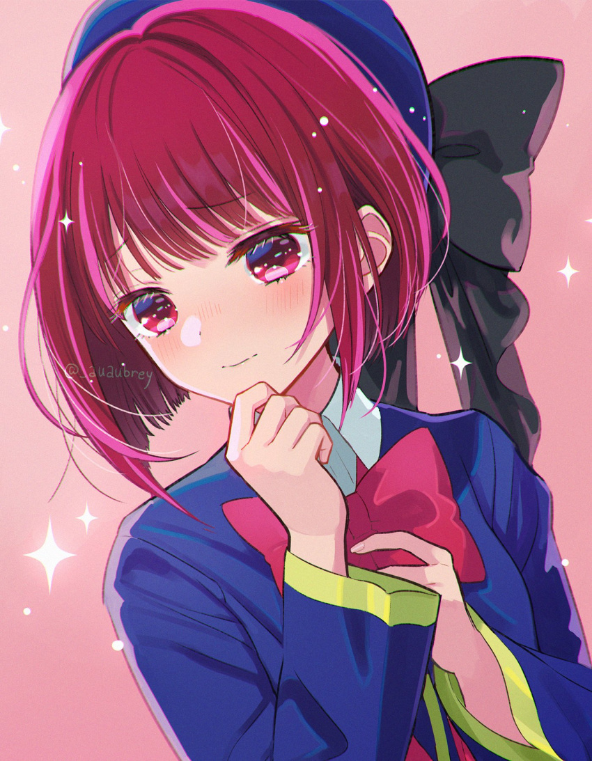 Safebooru - 1girl arima kana beret black bow blue headwear blue jacket blush bob cut bow bowtie ...