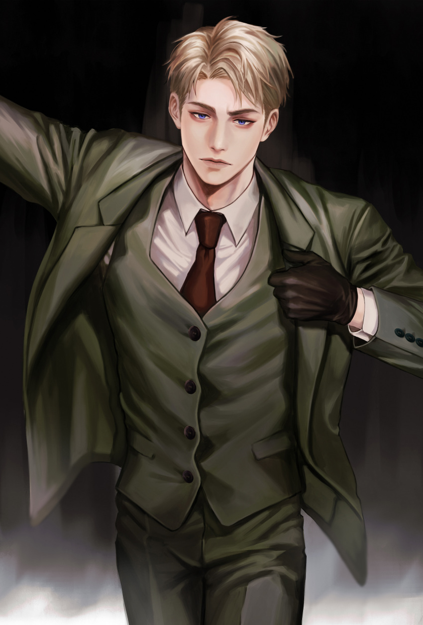 Safebooru - 1boy absurdres black coat black gloves black pants black sweater vest blue eyes ...