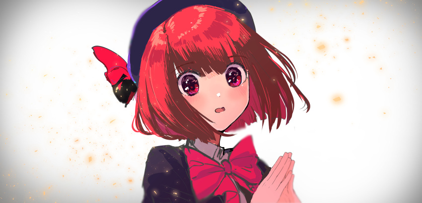 Safebooru - 1girl absurdres arima kana beret blue headwear blue jacket blush bob cut bow bowtie ...