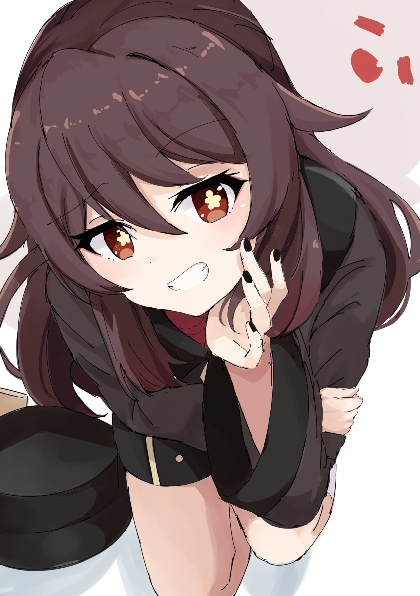Safebooru - 1girl absurdres black nails black shorts boo tao (genshin impact) brown coat brown ...